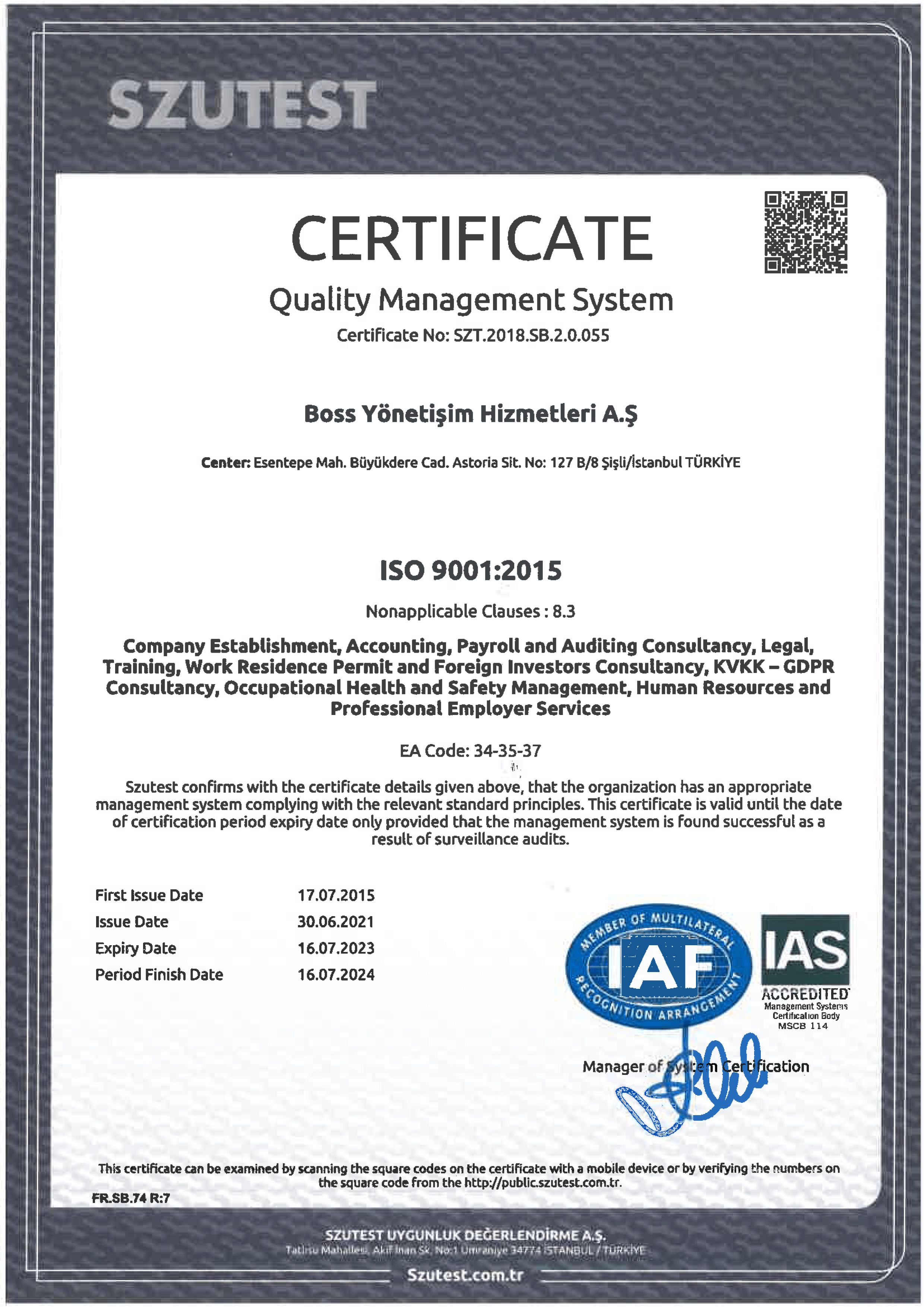 Our Certificates Through Many Years | Boss Governance